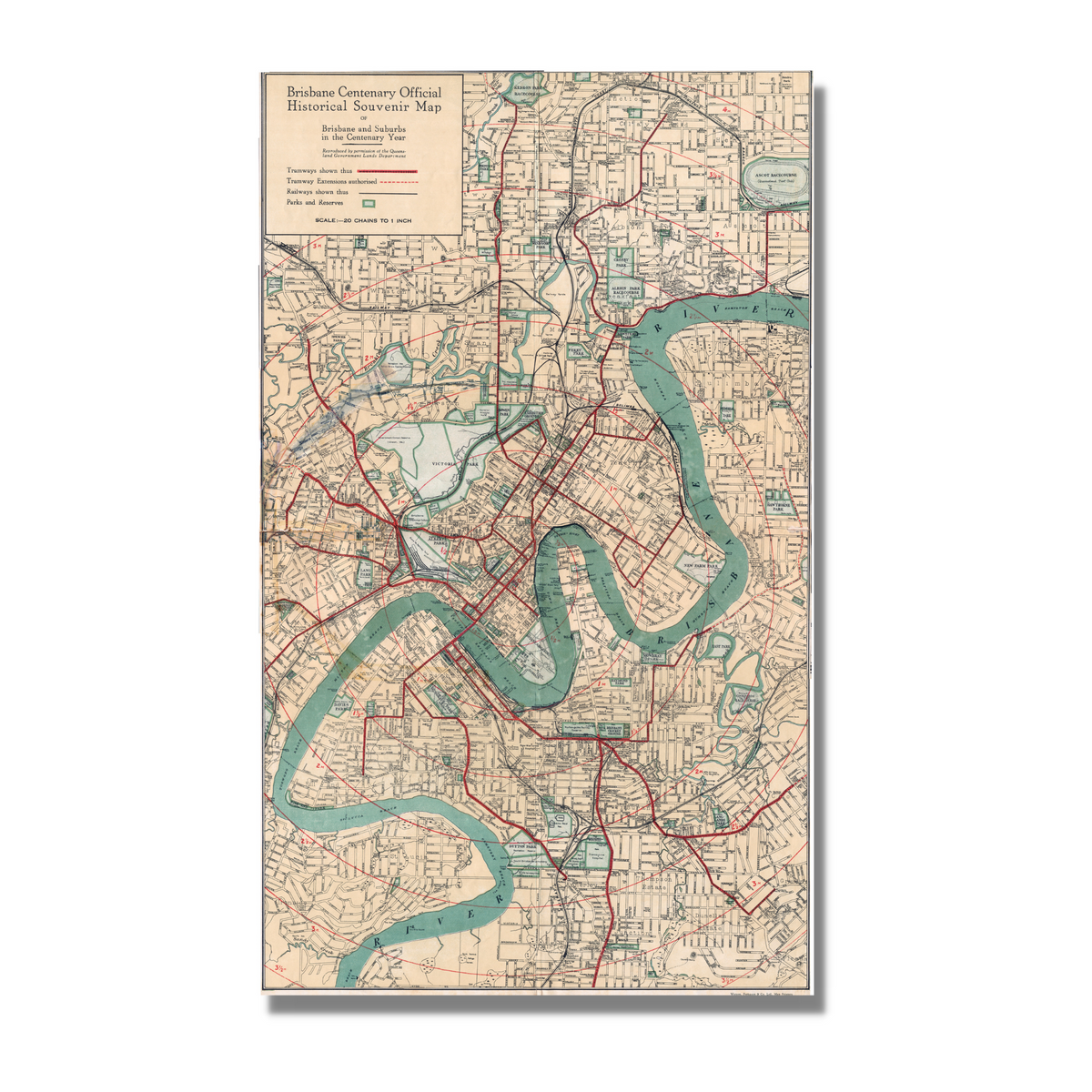 1923 Brisbane Centenary Souvenir Map (unframed) | MoB Shop