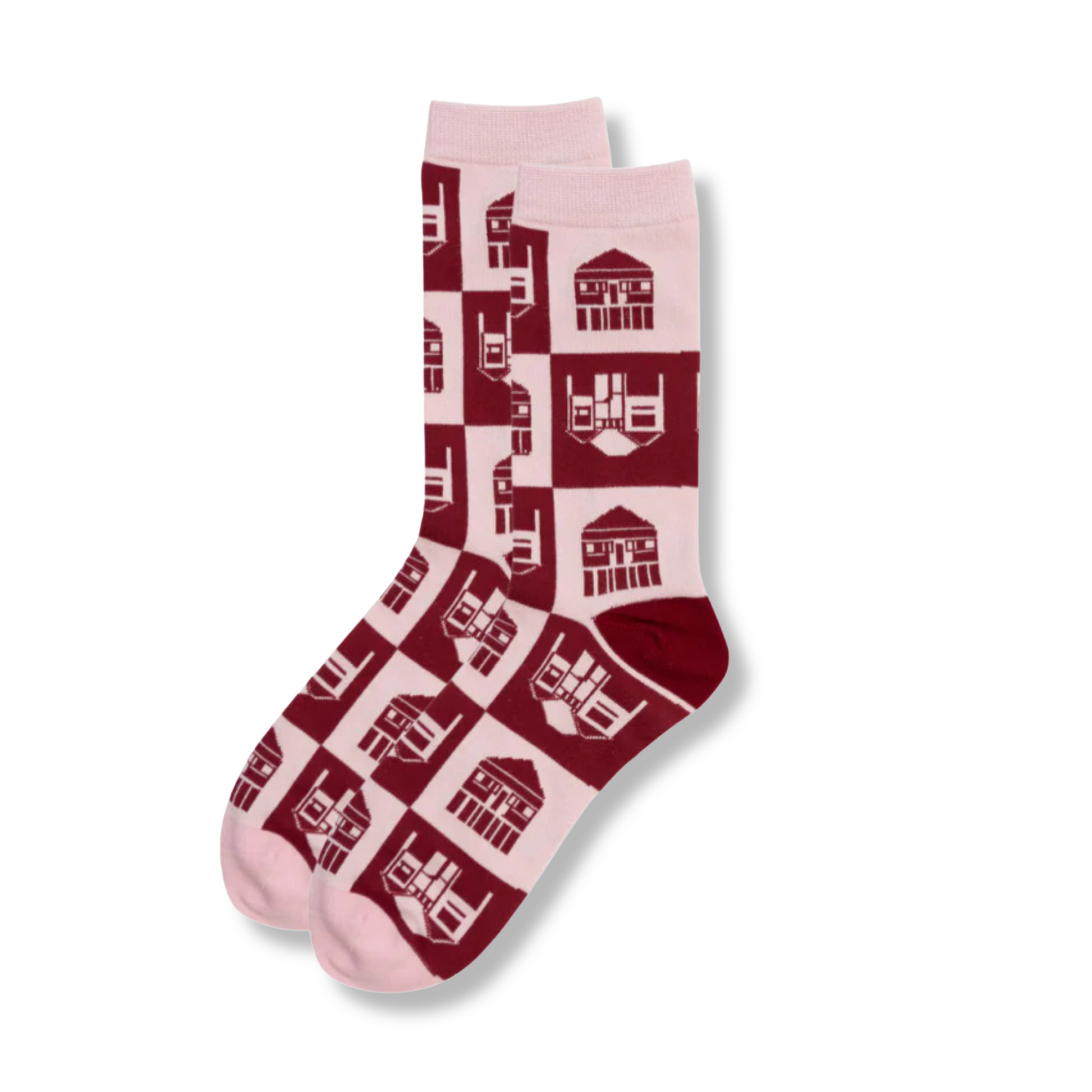 Debra Hood Socks | Pink and Maroon Chequerboard – MoB Shop